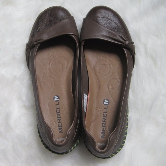 Merrell | Shoes | Merrell Espresso Leather Ballet Flats Size 7 Comfort ...